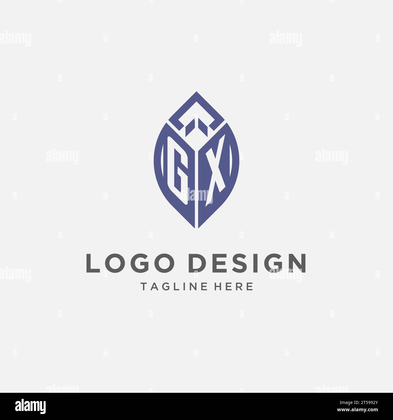 GX logo with leaf shape, clean and modern monogram initial logo design vector graphic Stock ...