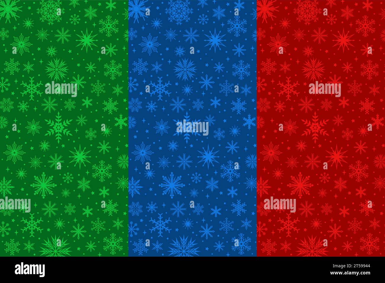 Set of multicolored backgrounds with snowflakes pattern. Flat vector ...