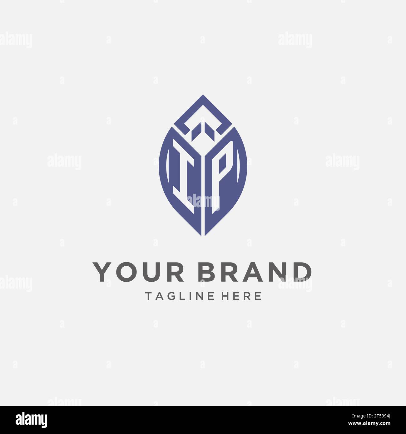 IP logo with leaf shape, clean and modern monogram initial logo design ...