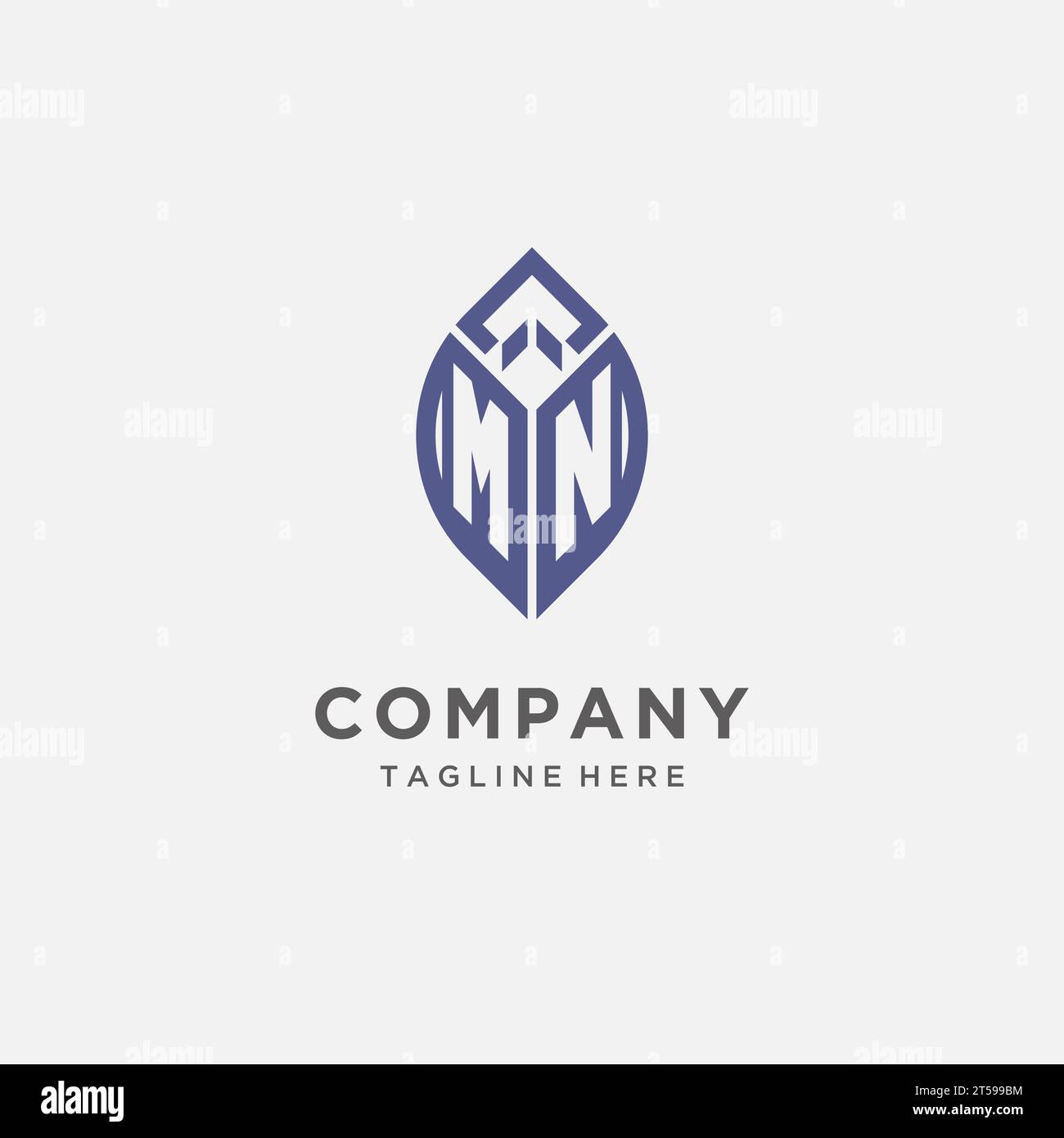 MN logo with leaf shape, clean and modern monogram initial logo design ...