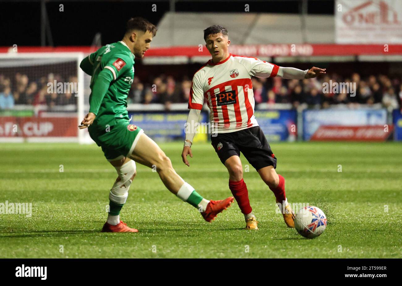 Sheppey United’s Frankie Morgan battles for the ball against Walsall’s ...