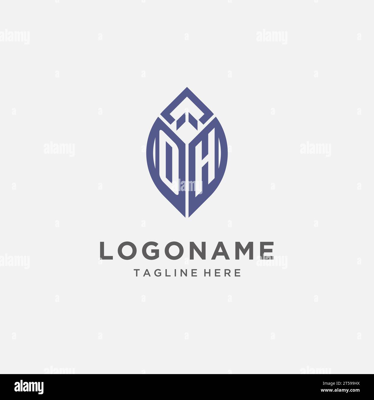 OH logo with leaf shape, clean and modern monogram initial logo design ...