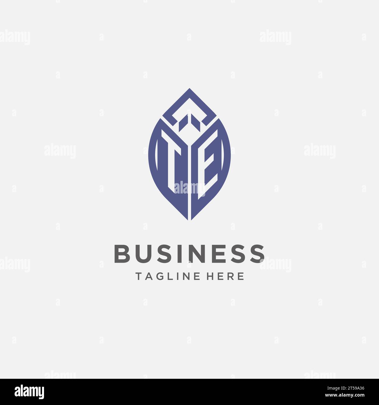 TE logo with leaf shape, clean and modern monogram initial logo design ...