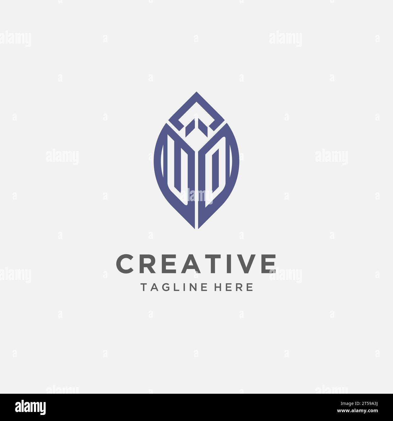 UD logo with leaf shape, clean and modern monogram initial logo design ...