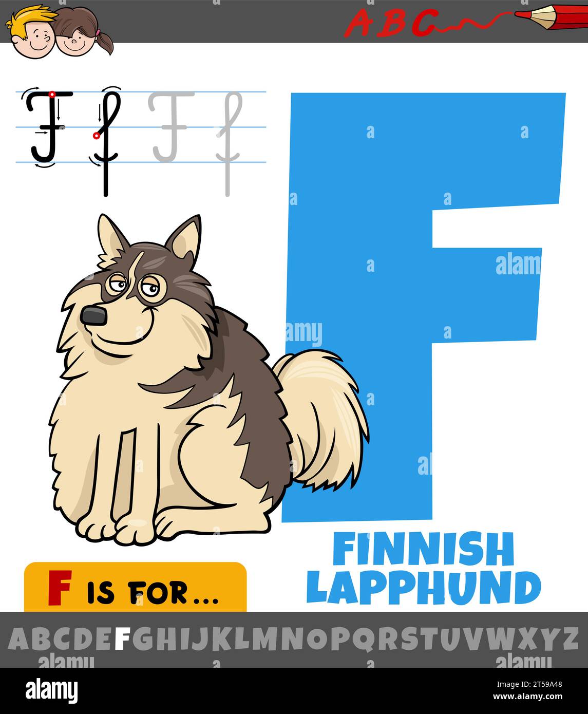 Educational cartoon illustration of letter F from alphabet with Finnish ...
