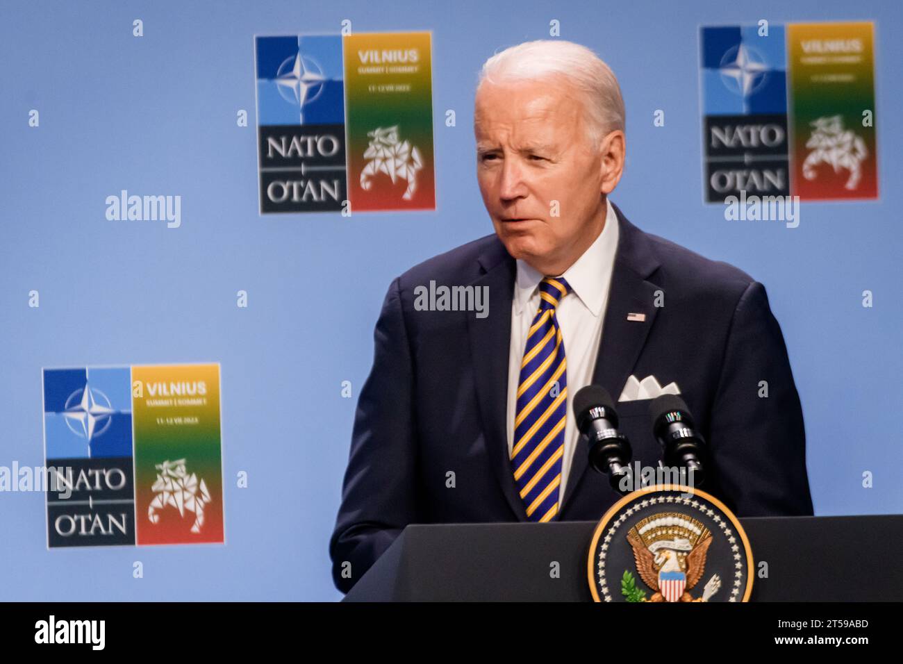 VILNIUS, LITHUANIA. 12th July 2023. G7 leaders event to announce a Joint Declaration of Support ...