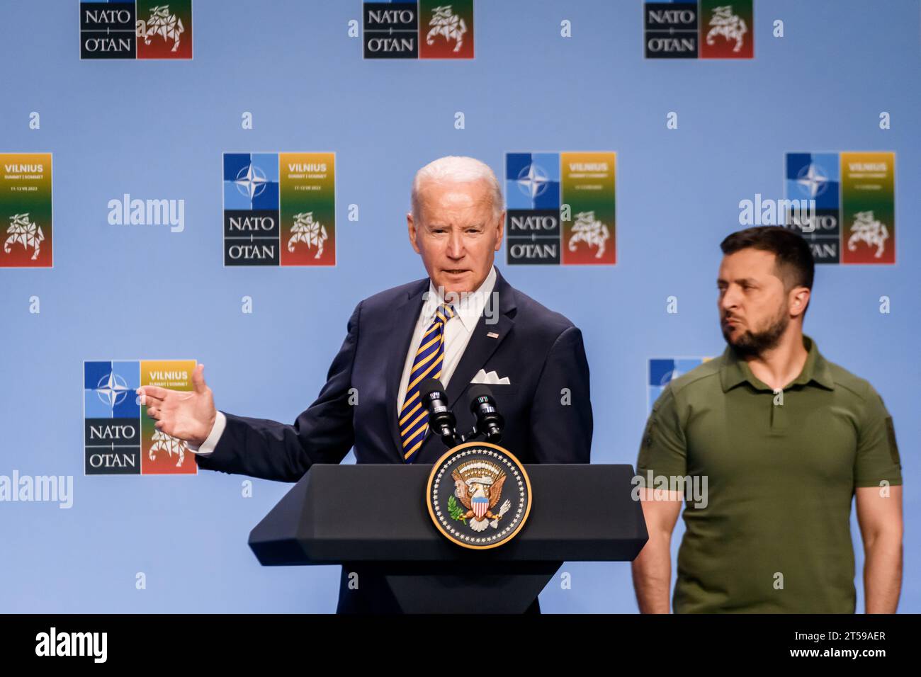 VILNIUS, LITHUANIA. 12th July 2023. G7 leaders event to announce a Joint Declaration of Support ...