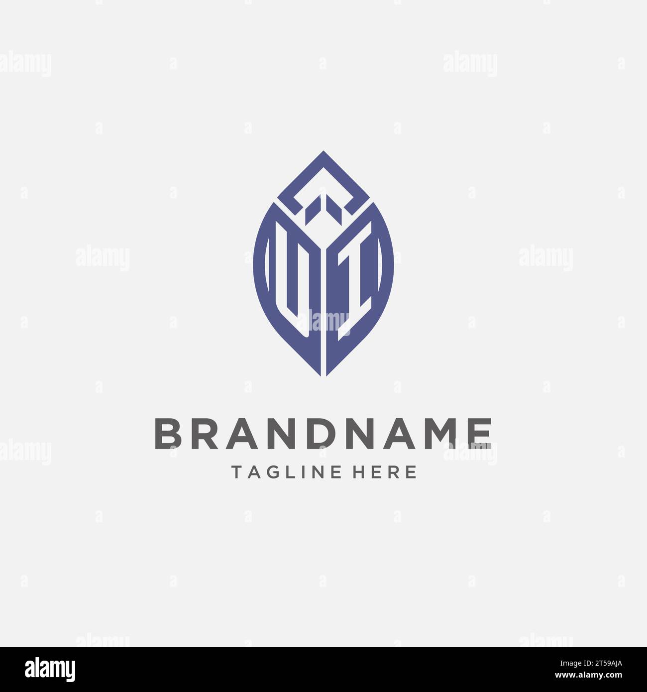 UI logo with leaf shape, clean and modern monogram initial logo design ...