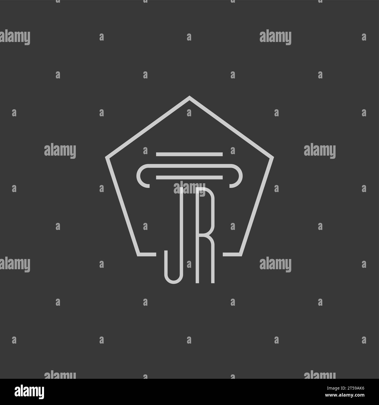 initial monogram JR with monoline pillar logo design ideas Stock Vector ...