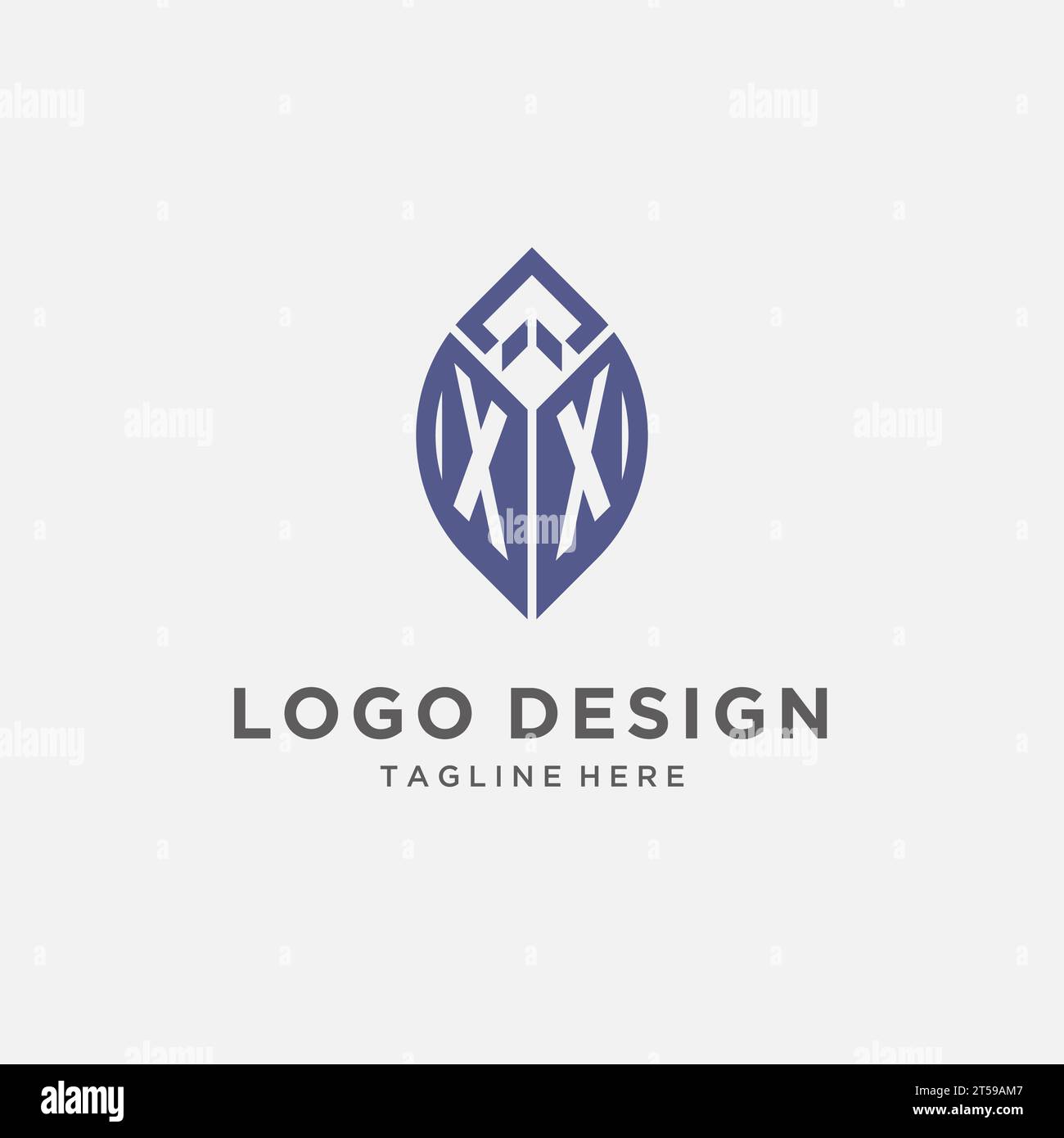 XX logo with leaf shape, clean and modern monogram initial logo design ...