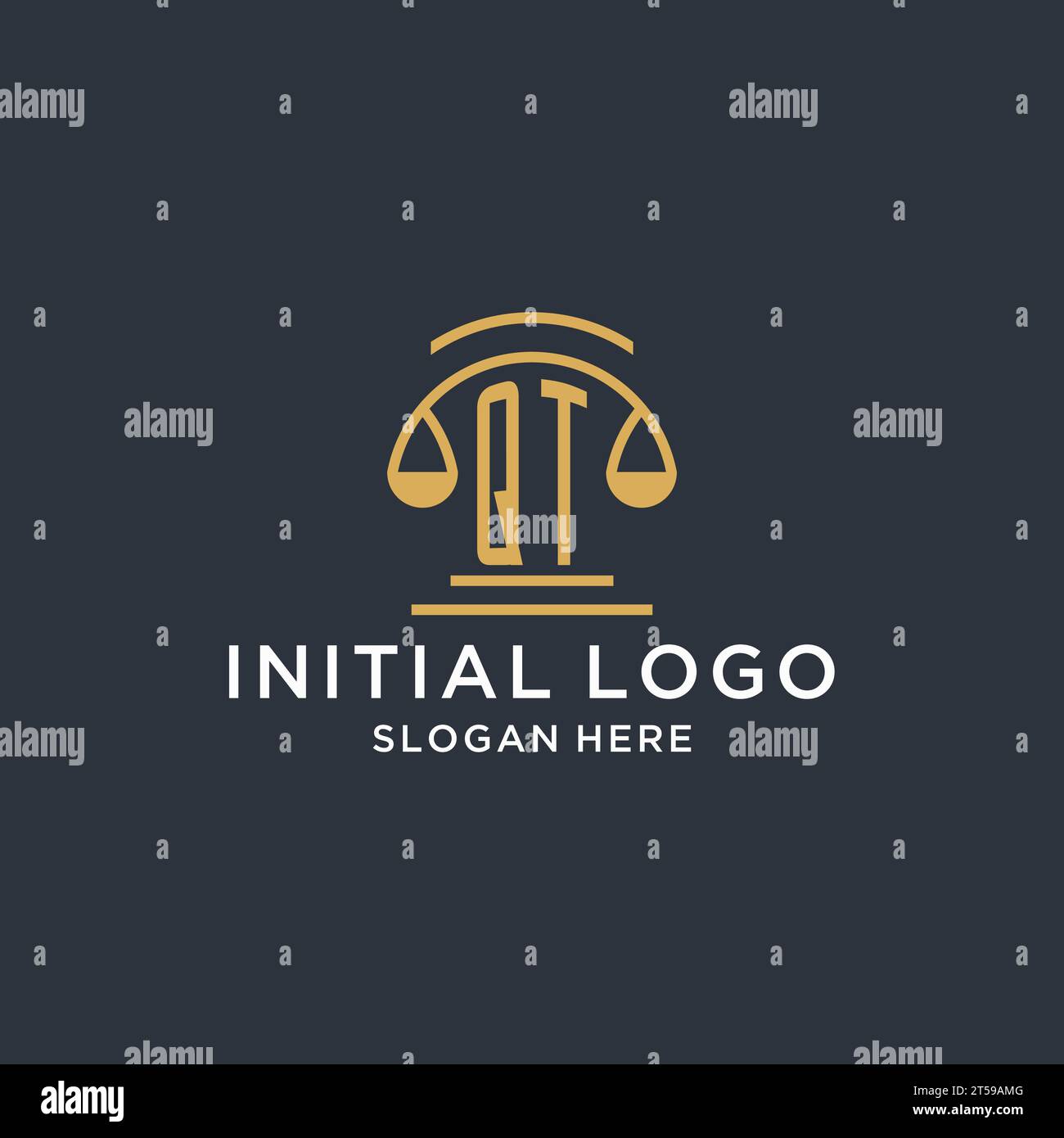 QT initial with scale of justice logo design template, luxury law and ...