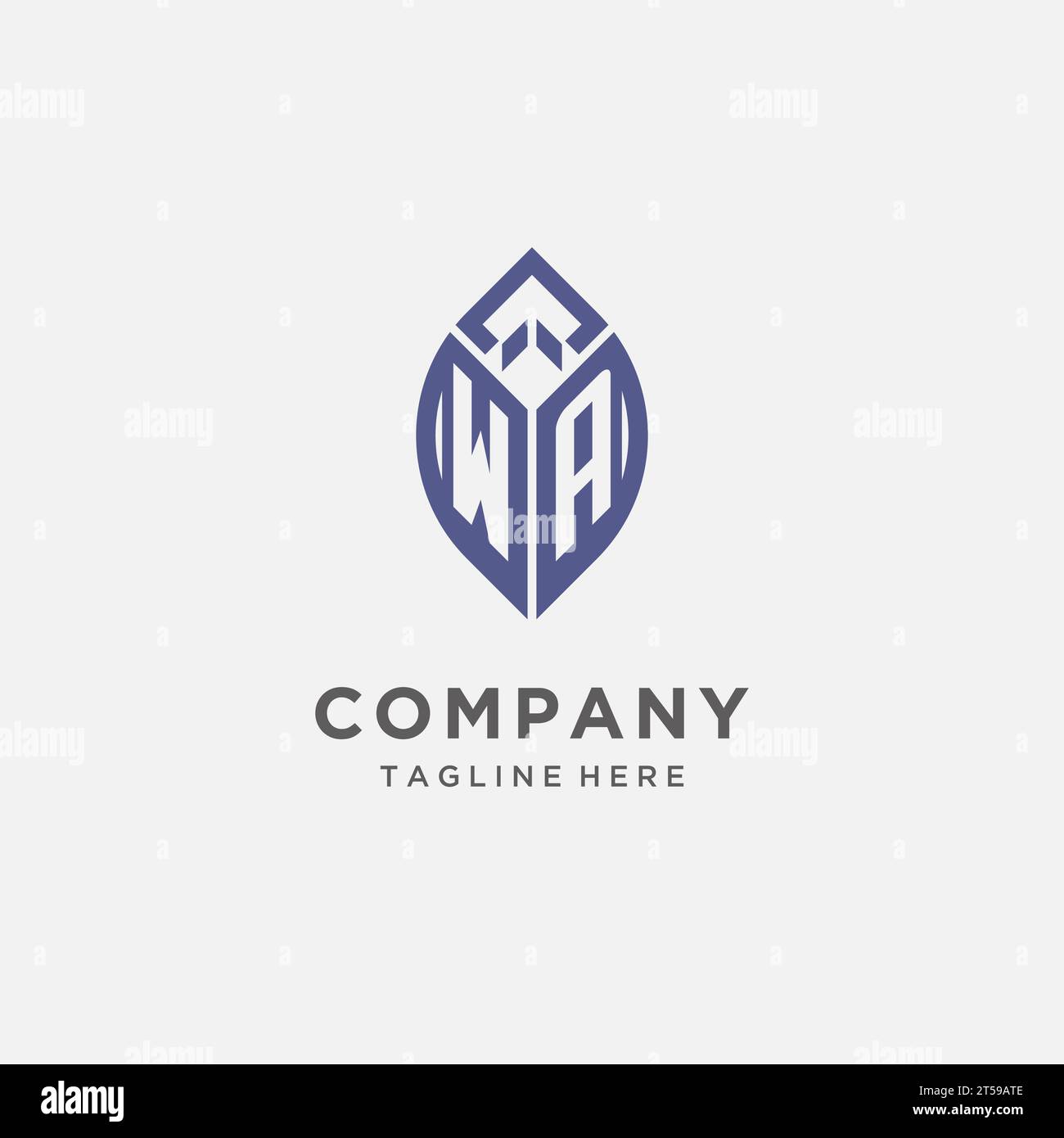 WA logo with leaf shape, clean and modern monogram initial logo design vector graphic Stock ...