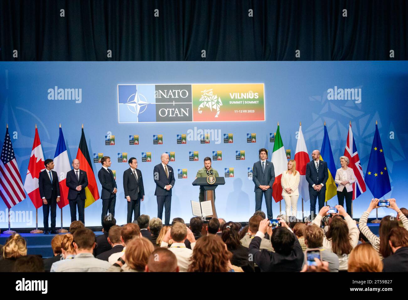 VILNIUS, LITHUANIA. 12th July 2023. G7 leaders event to announce a Joint Declaration of Support ...