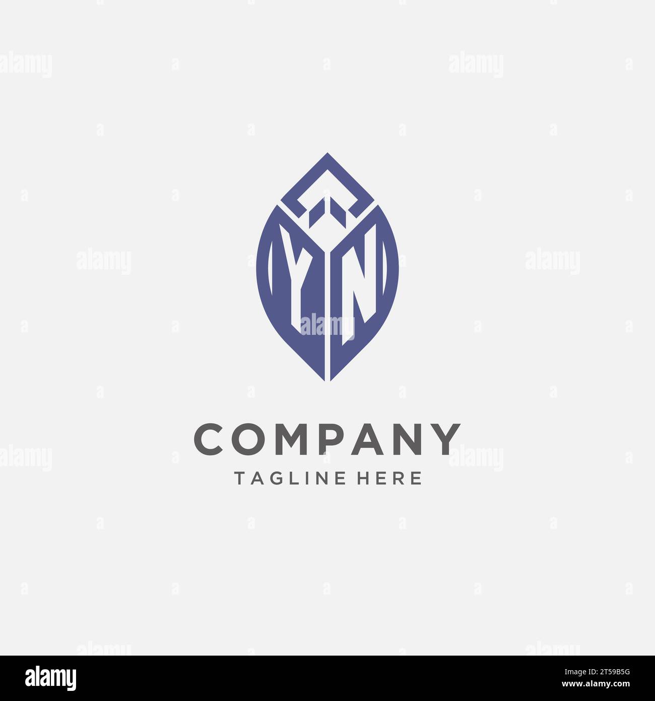 YN logo with leaf shape, clean and modern monogram initial logo design ...