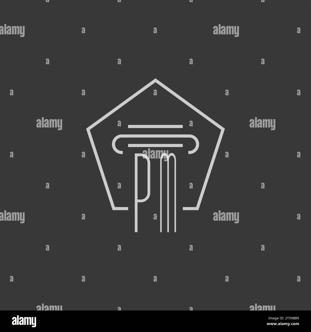 initial monogram PM with monoline pillar logo design ideas Stock Vector ...