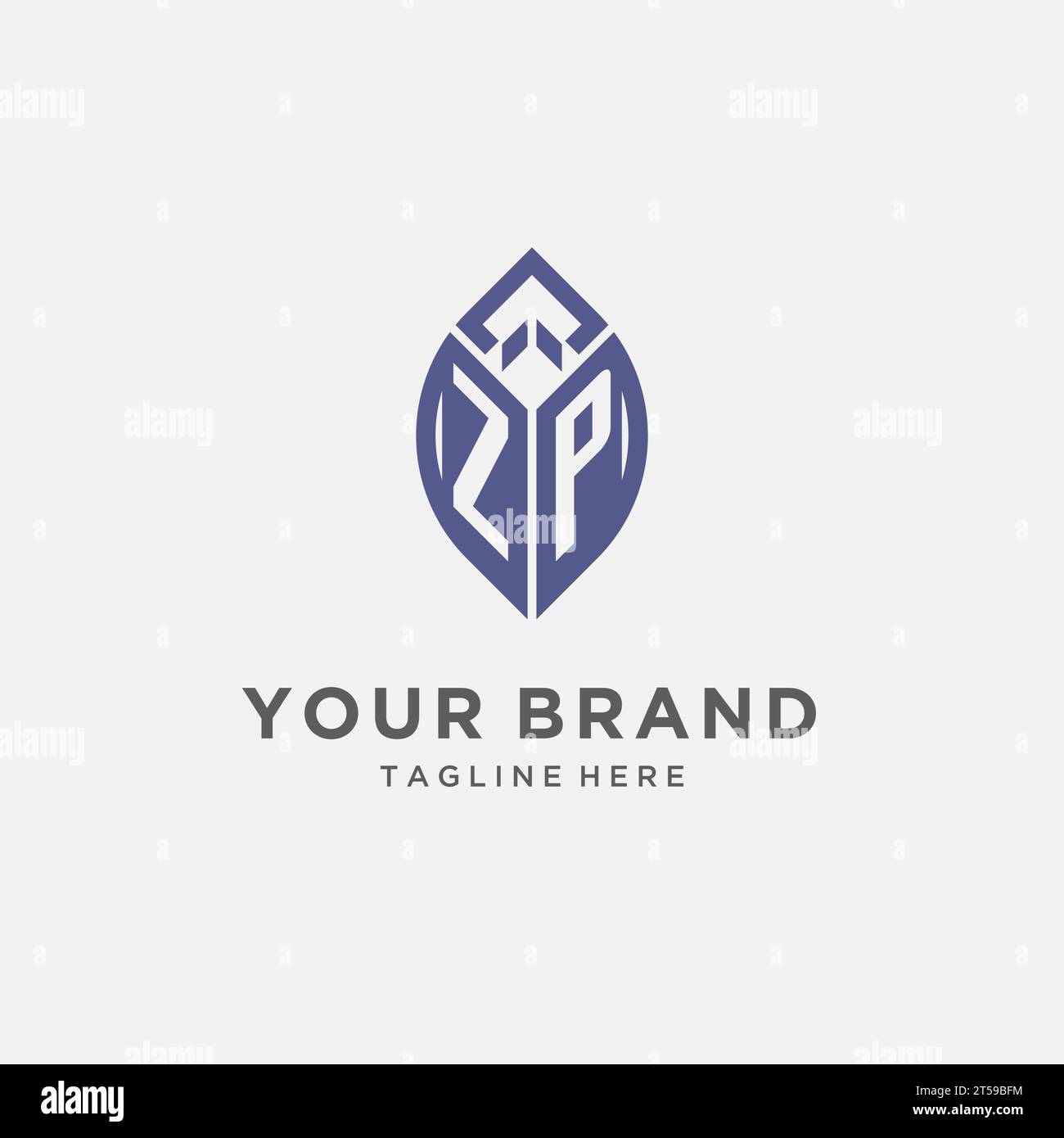 ZP logo with leaf shape, clean and modern monogram initial logo design ...