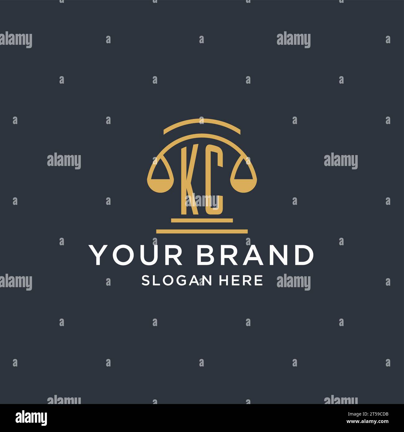 KC initial with scale of justice logo design template, luxury law and ...