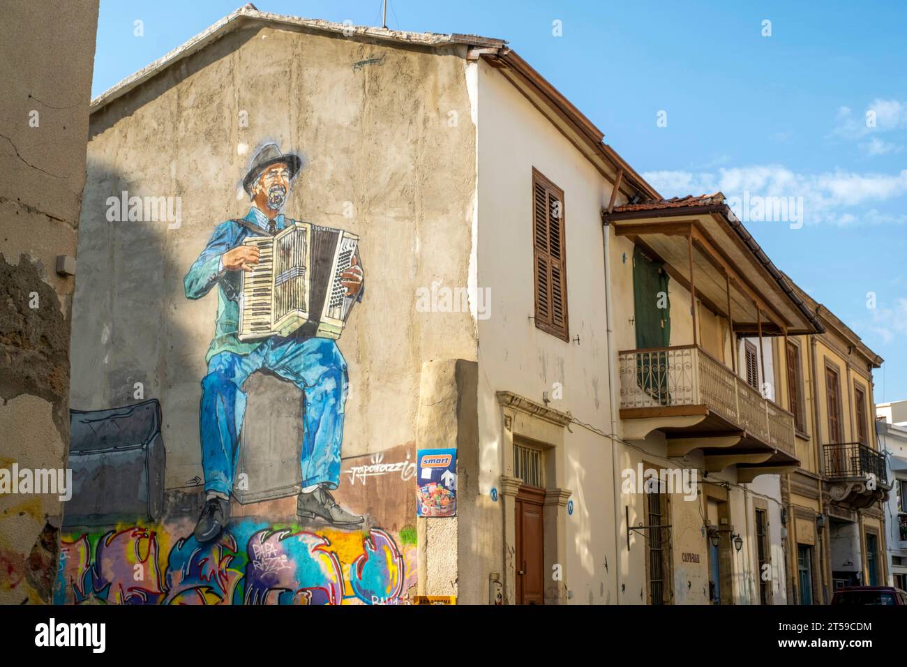Artwork in a side street, Larnaca, Cyprus Stock Photo - Alamy