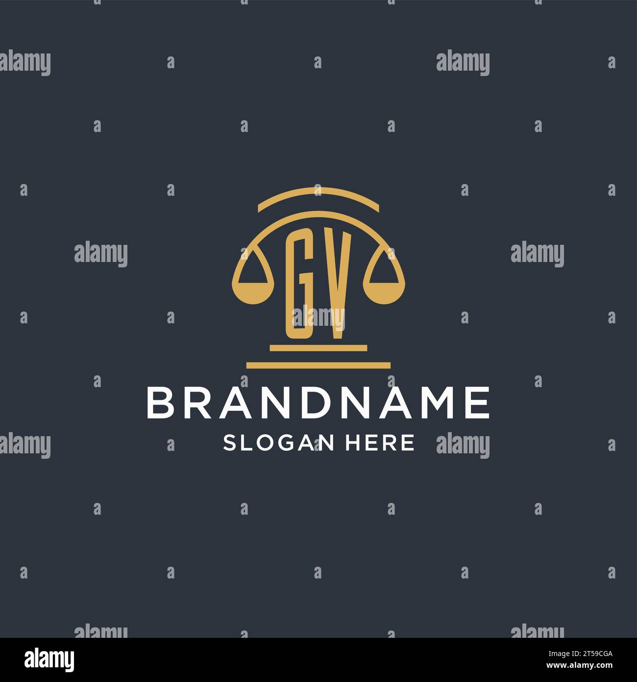 GV initial with scale of justice logo design template, luxury law and ...