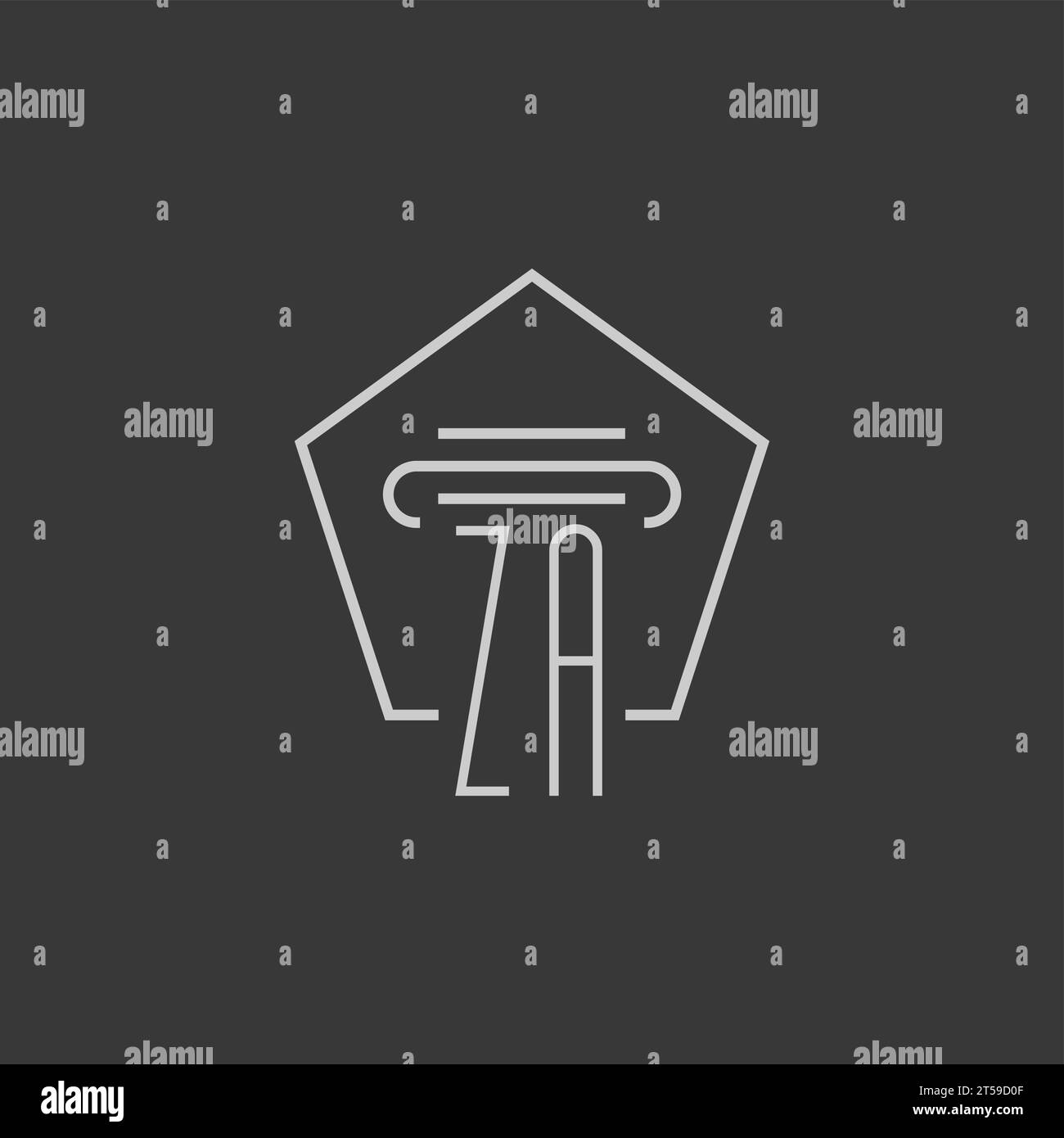initial monogram ZA with monoline pillar logo design ideas Stock Vector ...