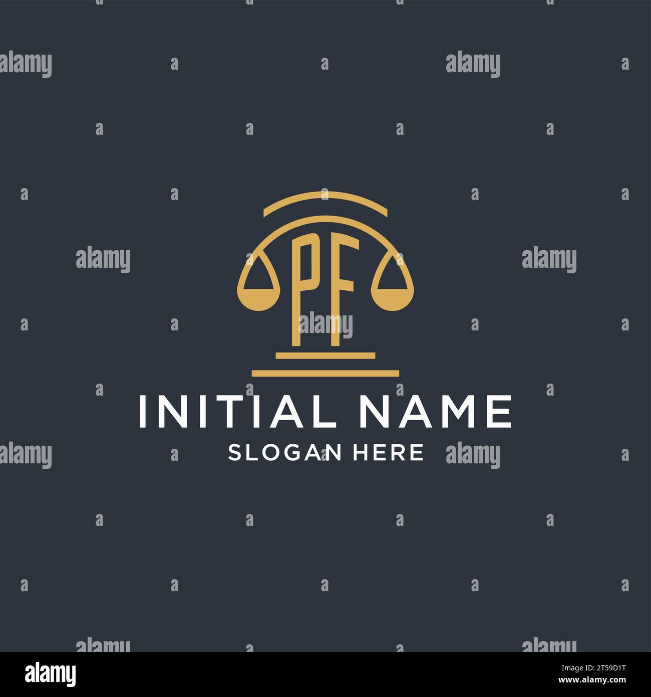 PF initial with scale of justice logo design template, luxury law and ...