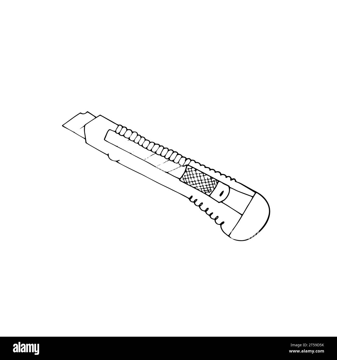 Hand drawn paper cutter knife. Isolated vector illustration. Doodle of ...