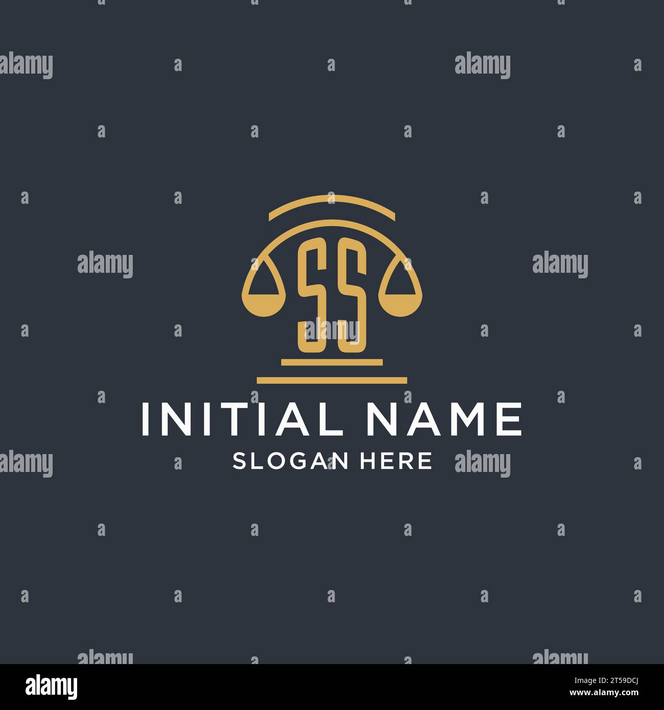SS initial with scale of justice logo design template, luxury law and ...