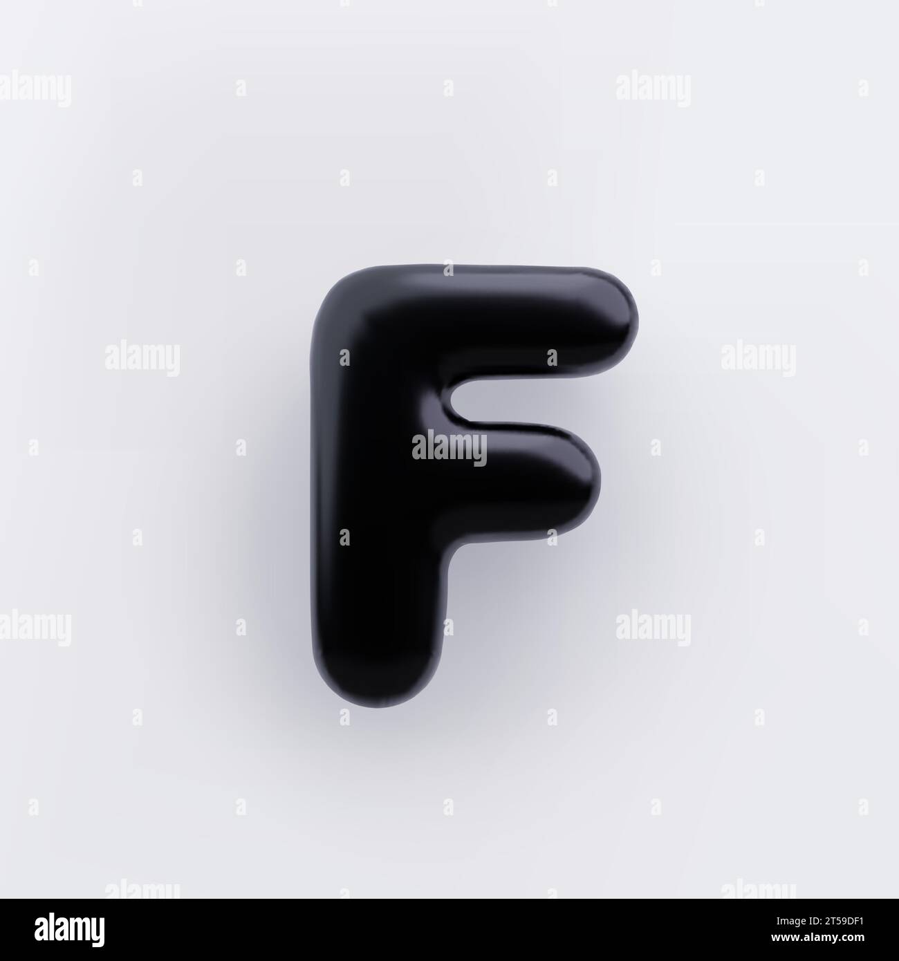 3D Black letter F with a glossy surface on a white background Stock ...