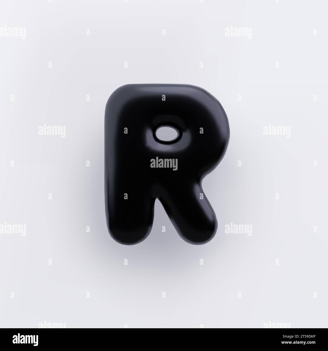 3D Black letter R with a glossy surface on a white background Stock ...