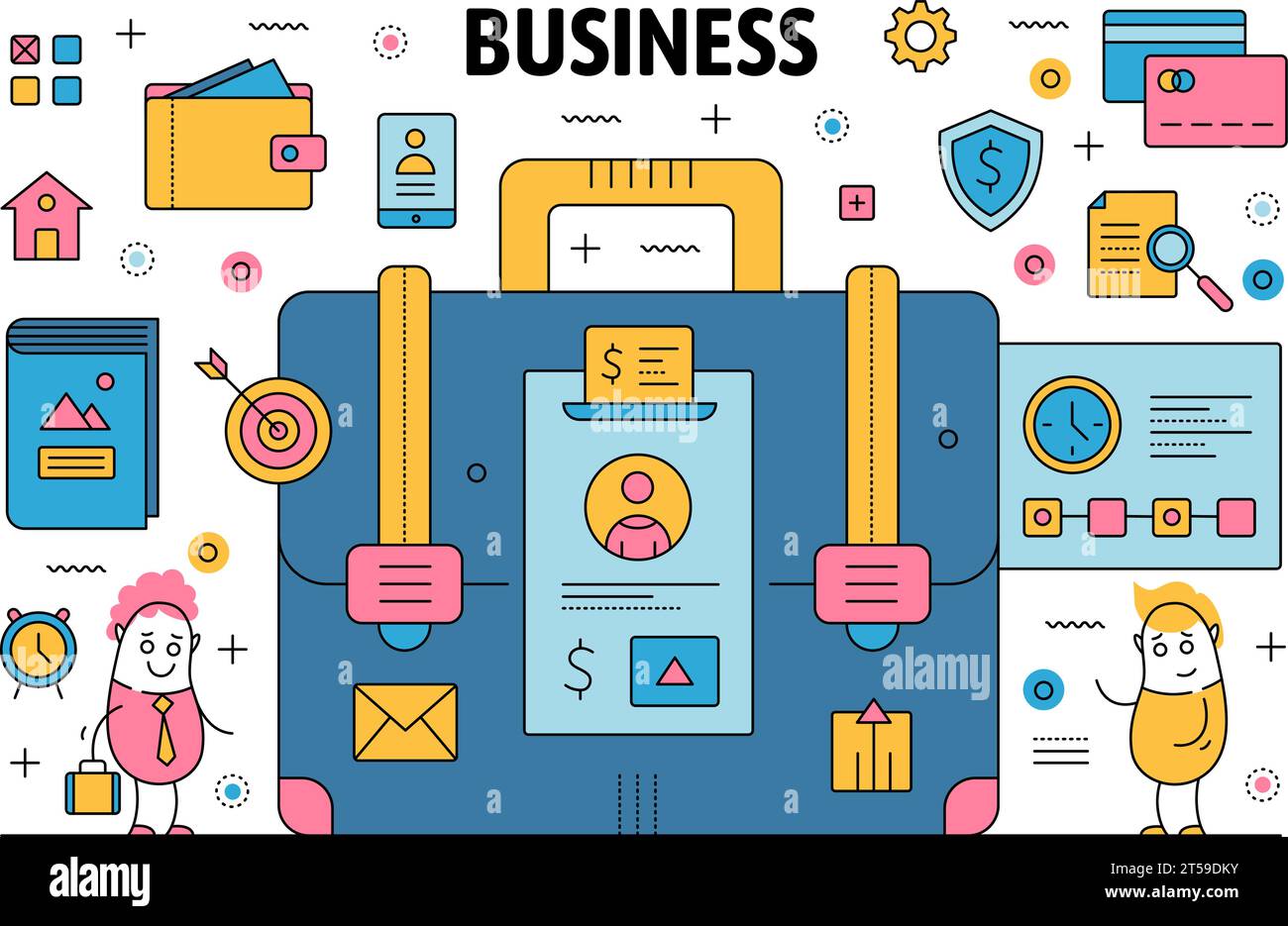 Business poster banner template. Vector thin line art flat style design ...