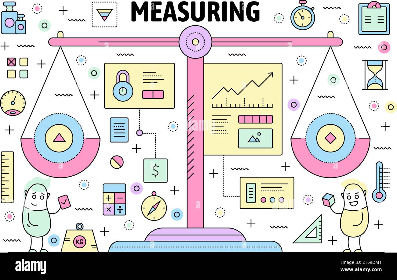 Measuring poster banner template. Vector thin line art flat style ...