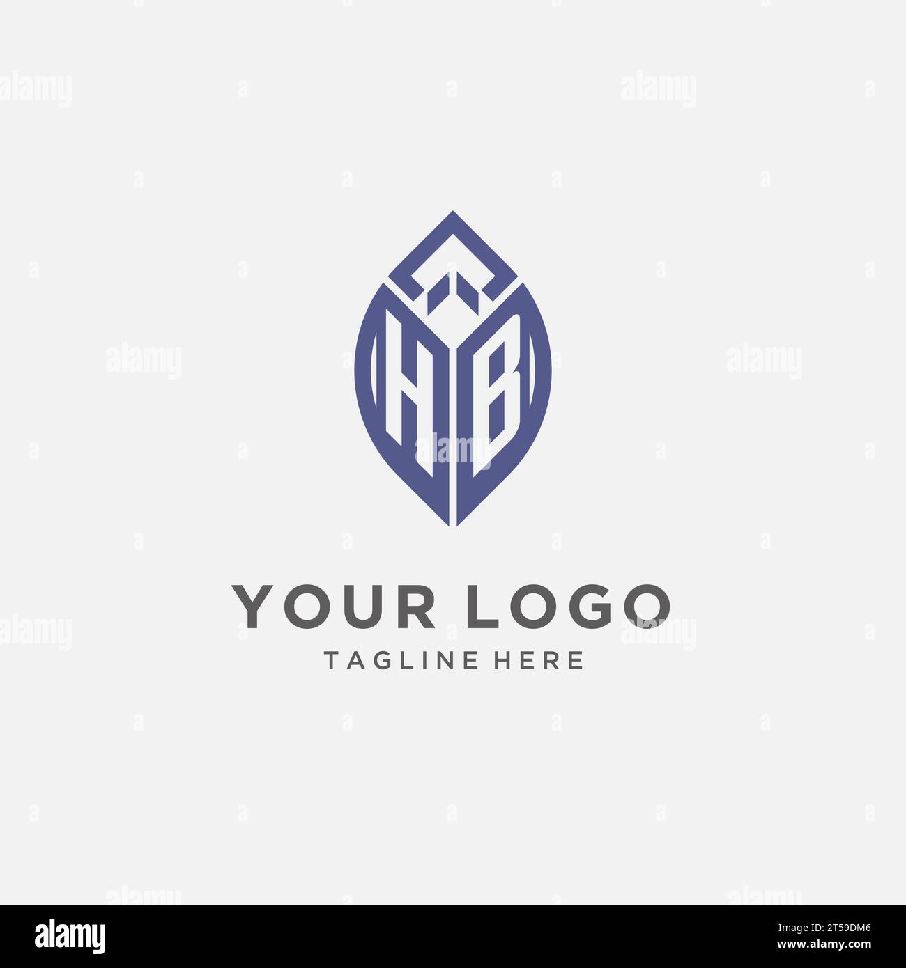 HB logo with leaf shape, clean and modern monogram initial logo design ...