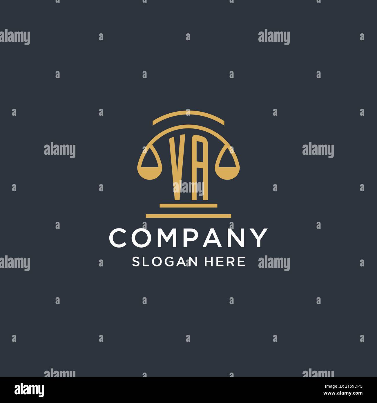VA initial with scale of justice logo design template, luxury law and ...