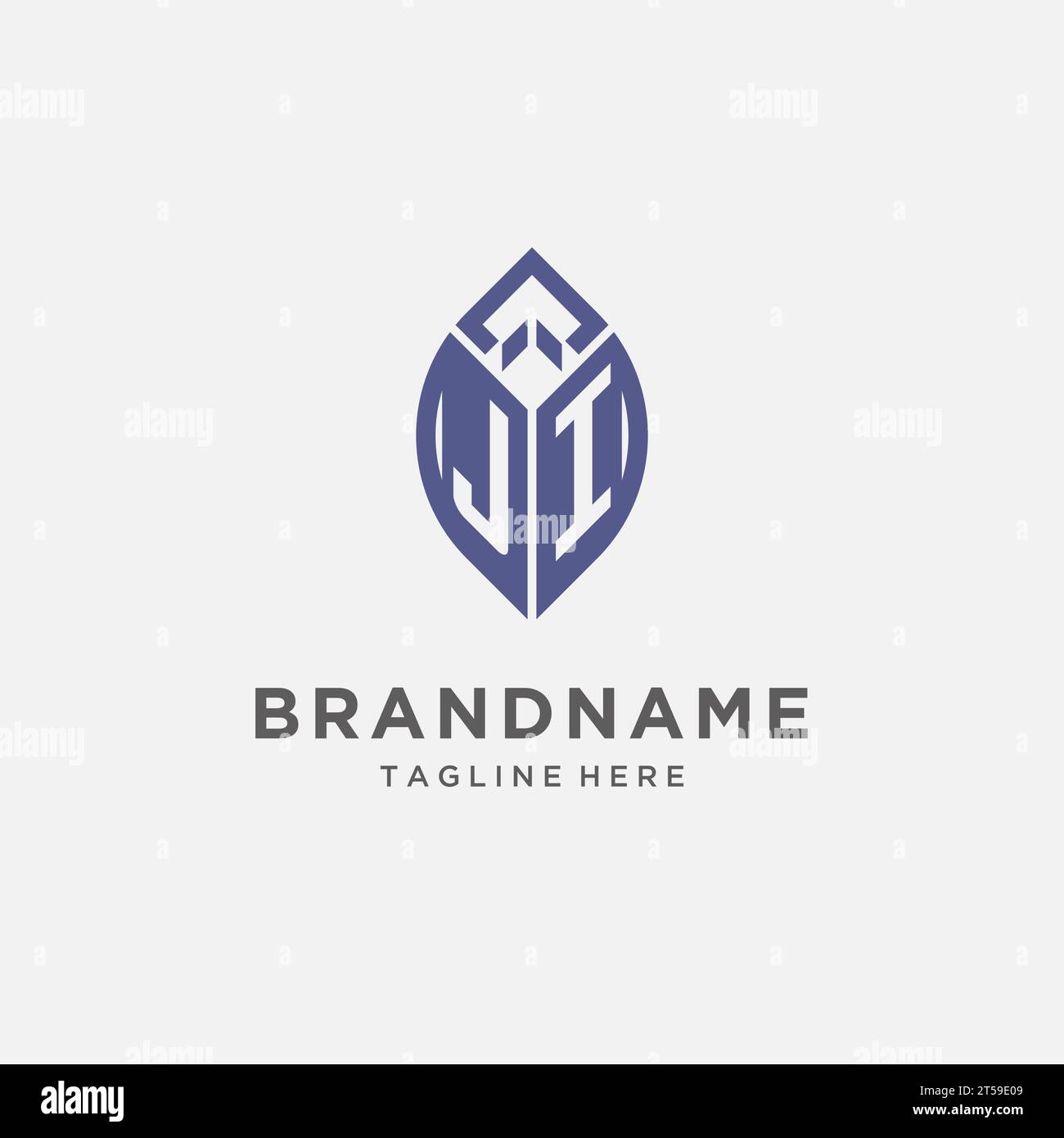 JI logo with leaf shape, clean and modern monogram initial logo design ...
