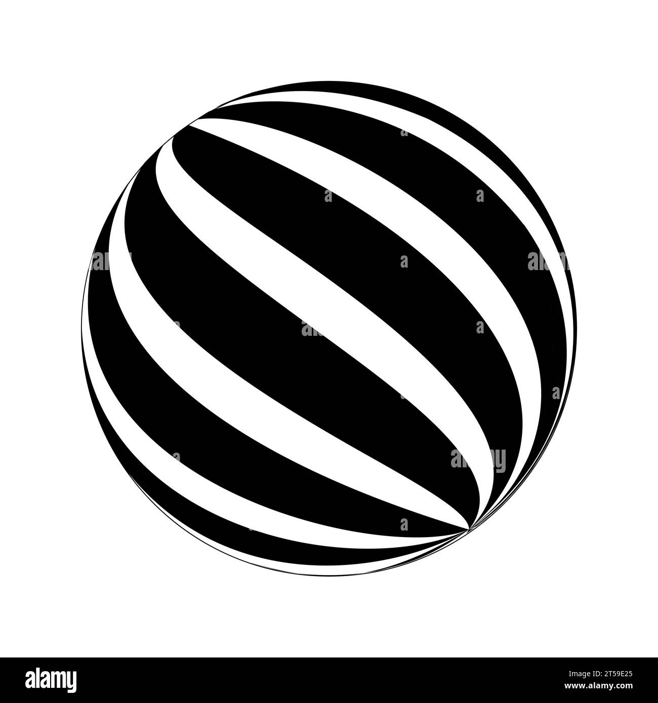 Sphere with swirled black and white stripes. 3D spherical shape model ...
