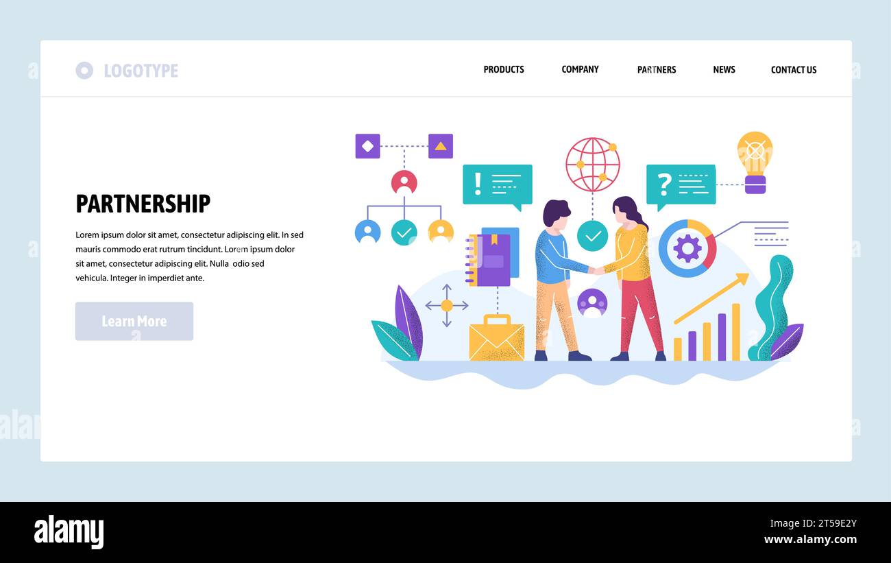 Vector web site design template. Global business partnership. Agreement ...