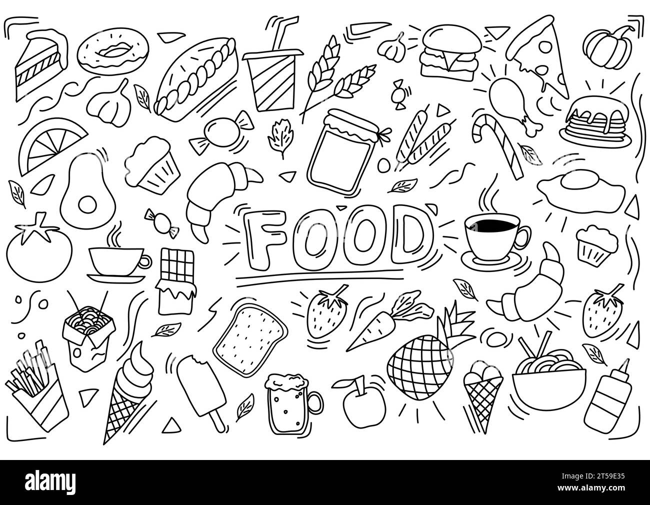 Vector illustration of food doodles Stock Vector Image & Art - Alamy