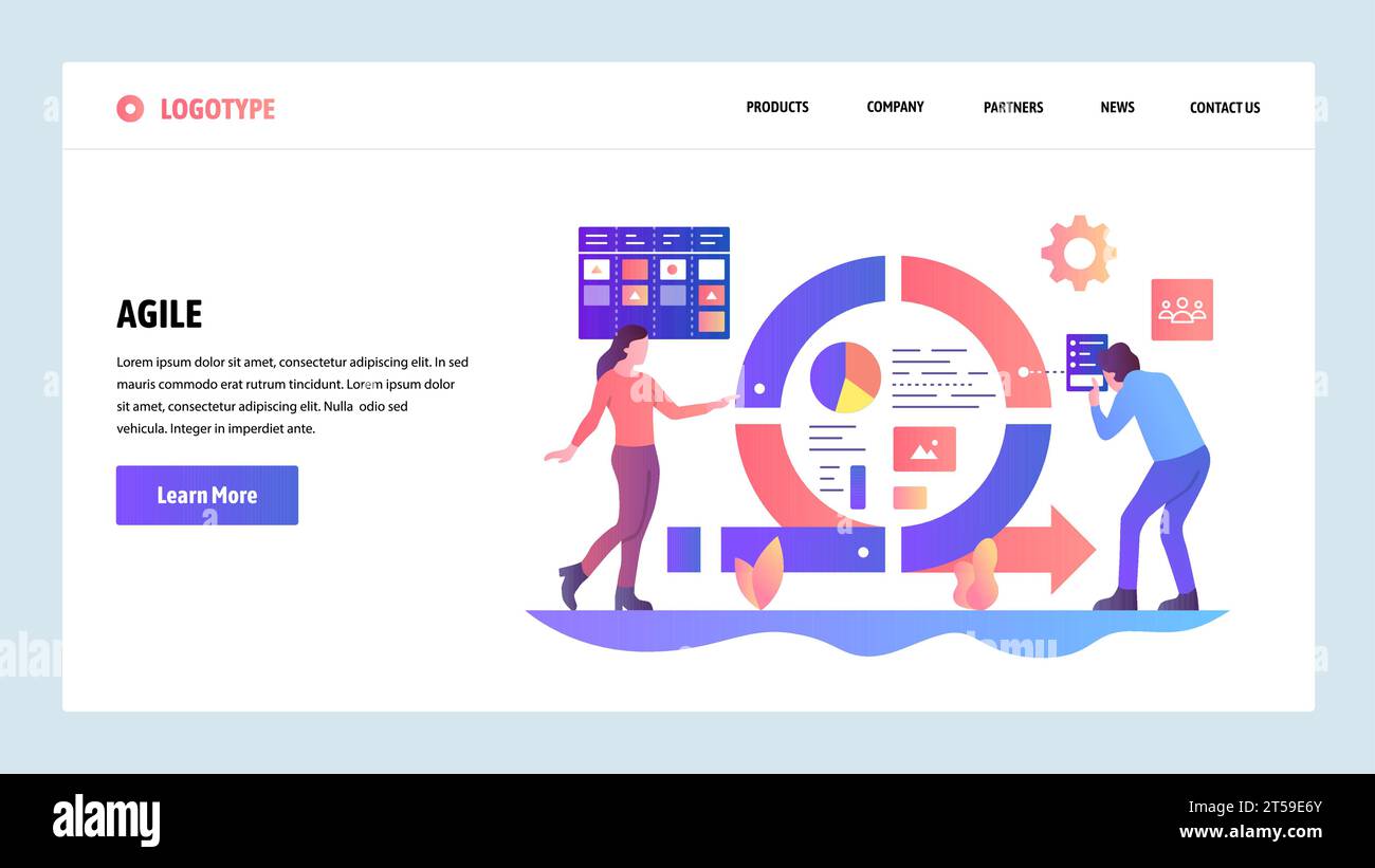 Vector web site design template. Agile project management and Scrum task board. Agile software ...