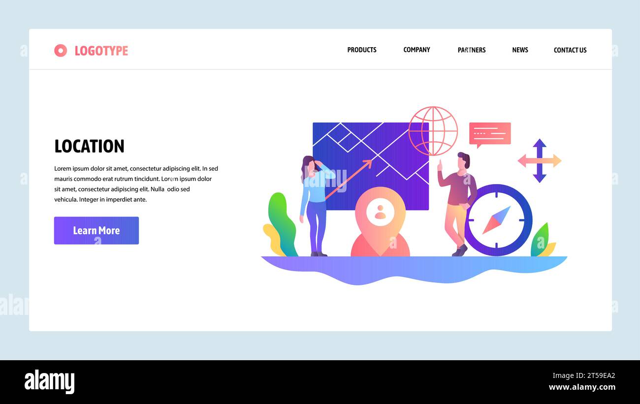 Vector web site design template. Navigation, location and pin place ...