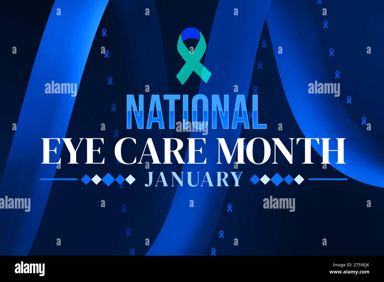 January is observed as National Eye Care Month, blue ribbon and text on ...