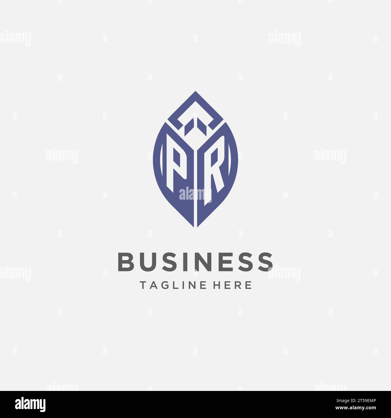 PR logo with leaf shape, clean and modern monogram initial logo design ...