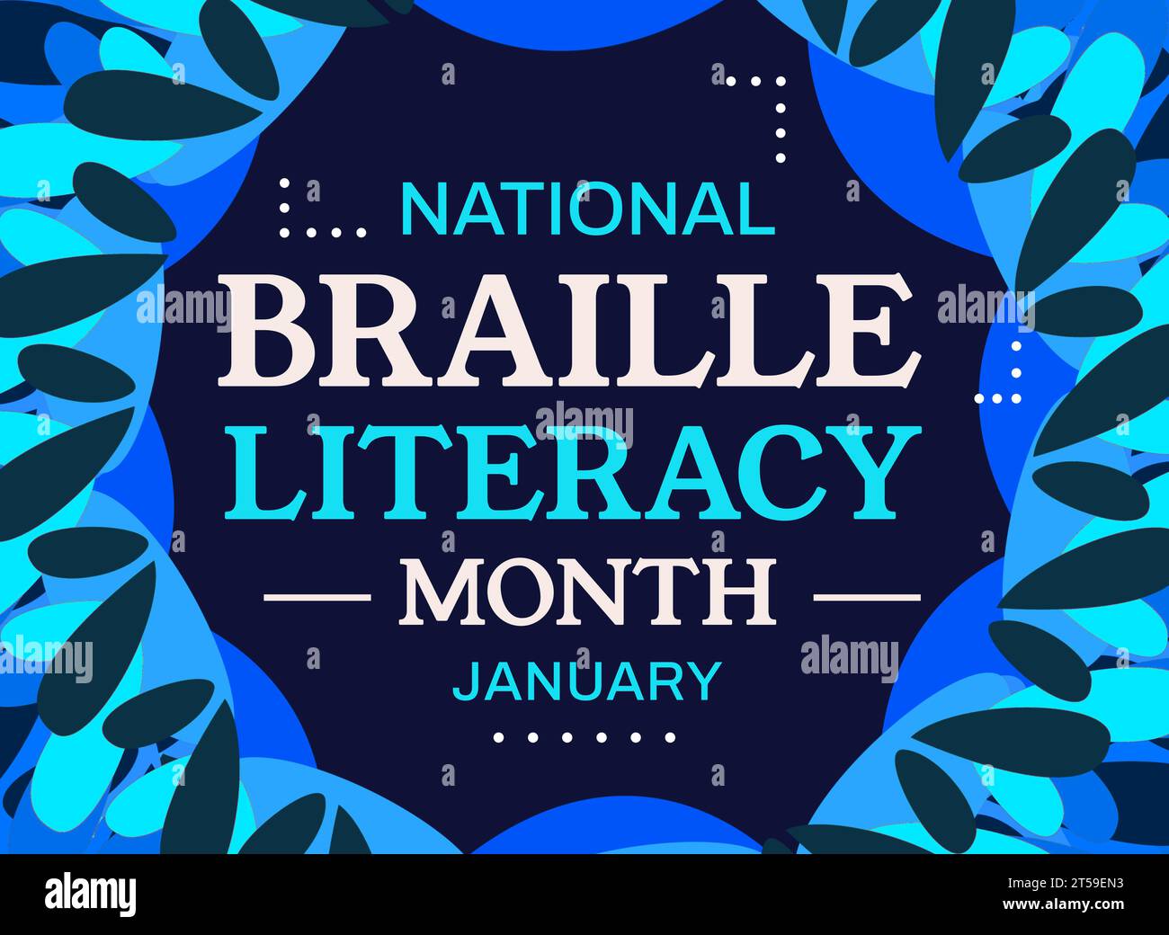 National Braille Literacy Month background with shapes and typography ...
