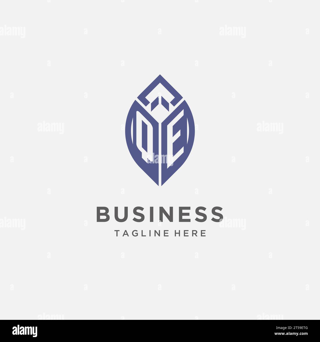 QE logo with leaf shape, clean and modern monogram initial logo design ...