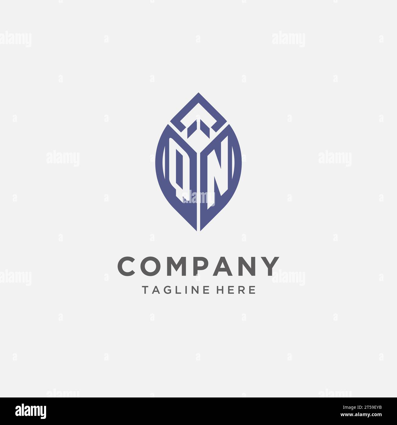 QN logo with leaf shape, clean and modern monogram initial logo design ...