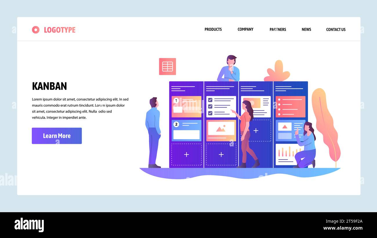 Vector web site design template. Agile project management and Scrum task board. Agile software ...