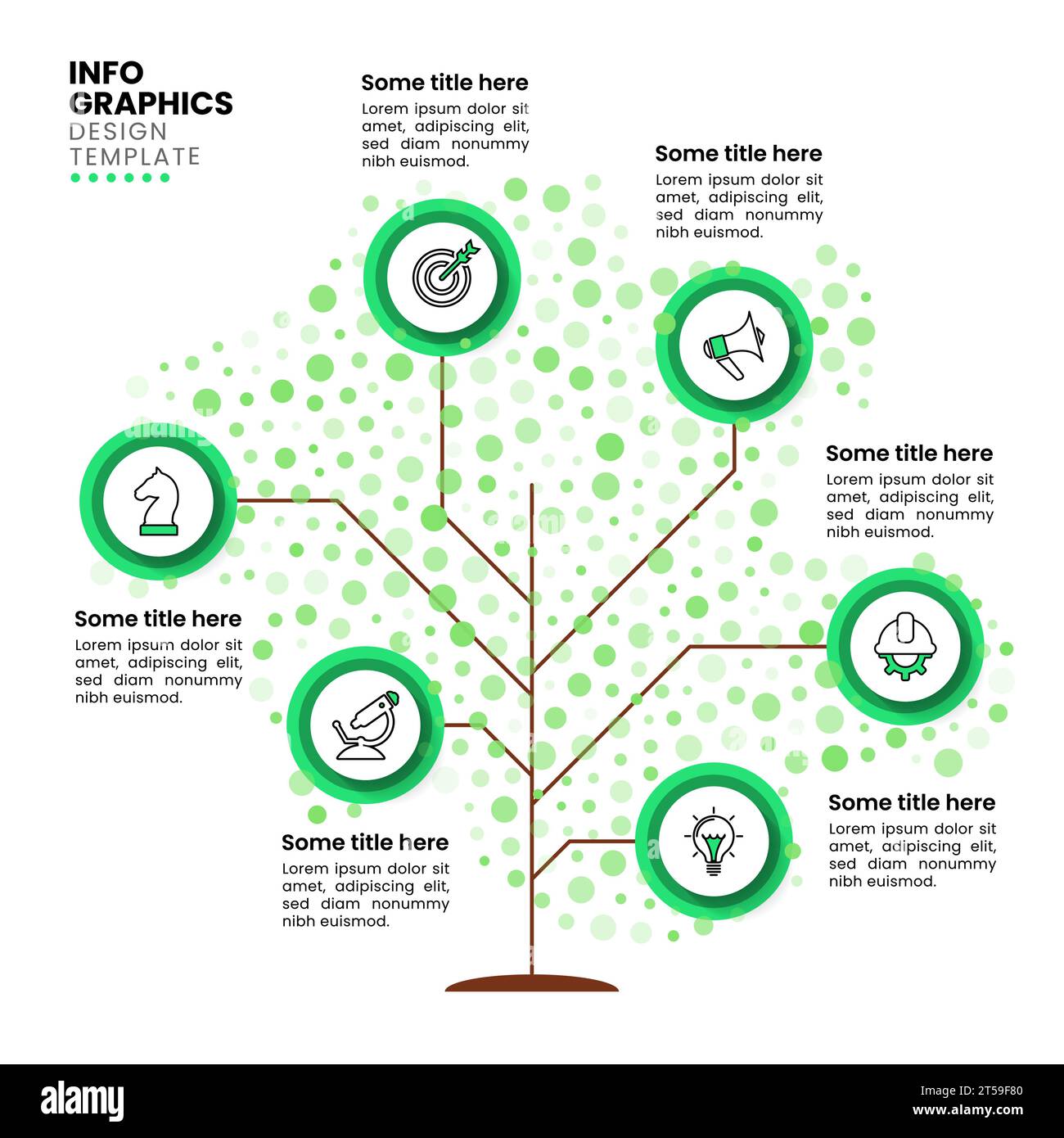 Infographic template with icons and 6 options or steps. Abstract tree ...