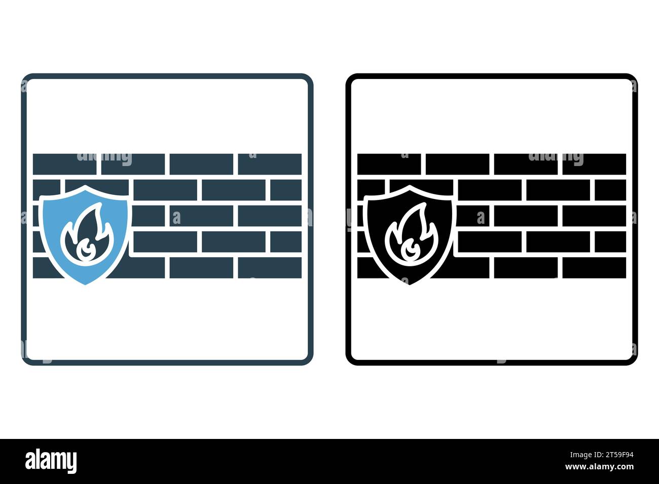 fire wall icon. wall with shields and fire. icon related to device ...