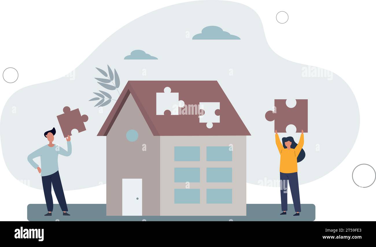 Volunteers working together to achieve common target .House assembly ...