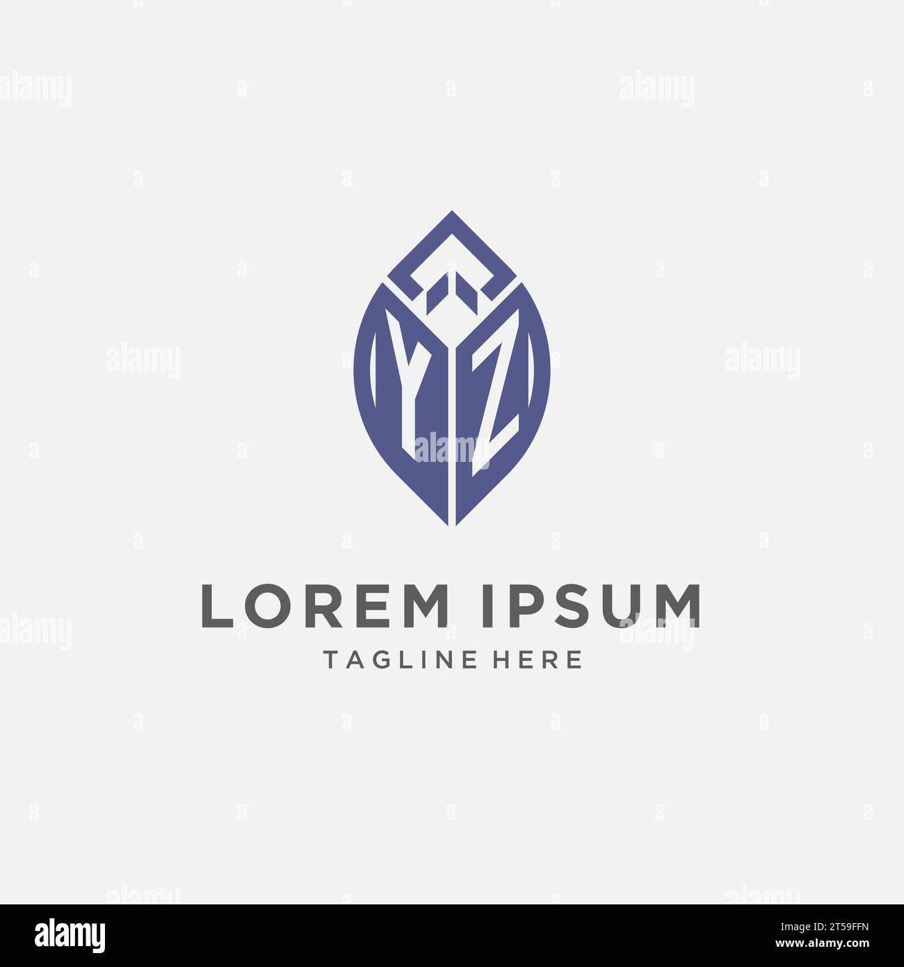 YZ logo with leaf shape, clean and modern monogram initial logo design vector graphic Stock ...