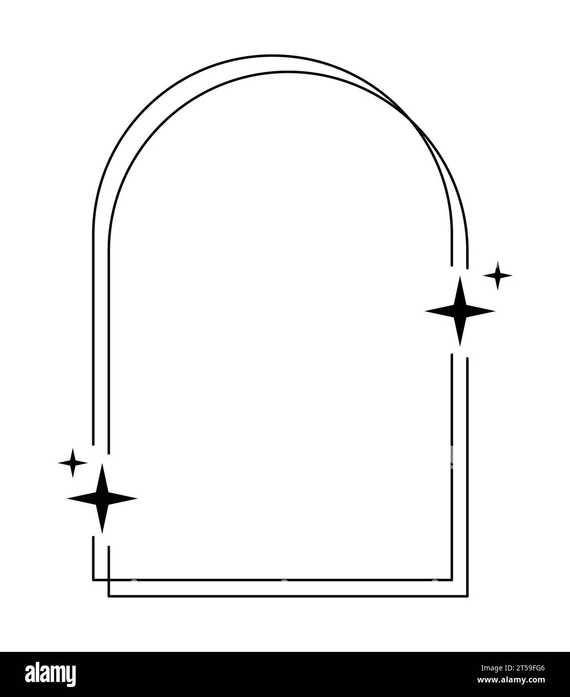 Trendy linear arch frame with stars, Modern minimalist aesthetic line ...